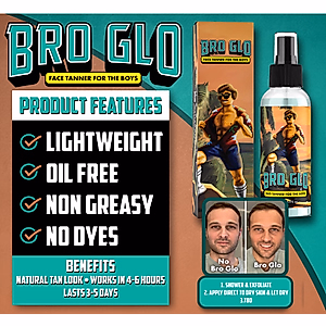 Bro Glo Self Tanner for Men - Easy Fast Sunless Tan Foam mousse