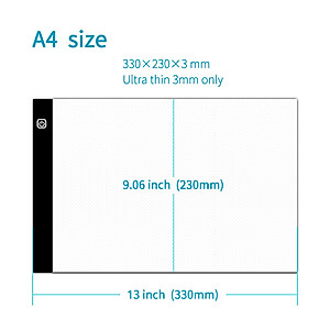 Dimmable Portable Tracing Light Box, LED Lighted Tracing Board Drawing Table, Ultra-Thin USB Port Light Pad for Diamond Art, Tattoo, Architecture, Calligraphy, Artograph (A4 Light Box)