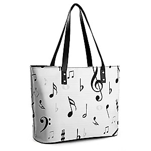 Womens Handbag Music Notes Pattern Leather Tote Bag Top Handle Satchel Bags For Lady