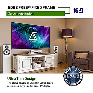 Akia Screens 145 inch Edge Free Fixed Frame Projector Screen 145" Diagonal 16:9 8K 4K Ultra HD 3D Ready CINEWHITE UHD-B Black Projection Screen for Indoor Movie Video Home Theater AK-NB145H