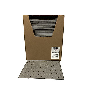Evolution Sorbent Products XMBGPF1310 Spilfyter Polypropylene Extra Heavy Absorbent Pad, 12 Gal Capacity, 13" Length, 10" Width, Gray, Pack of 100