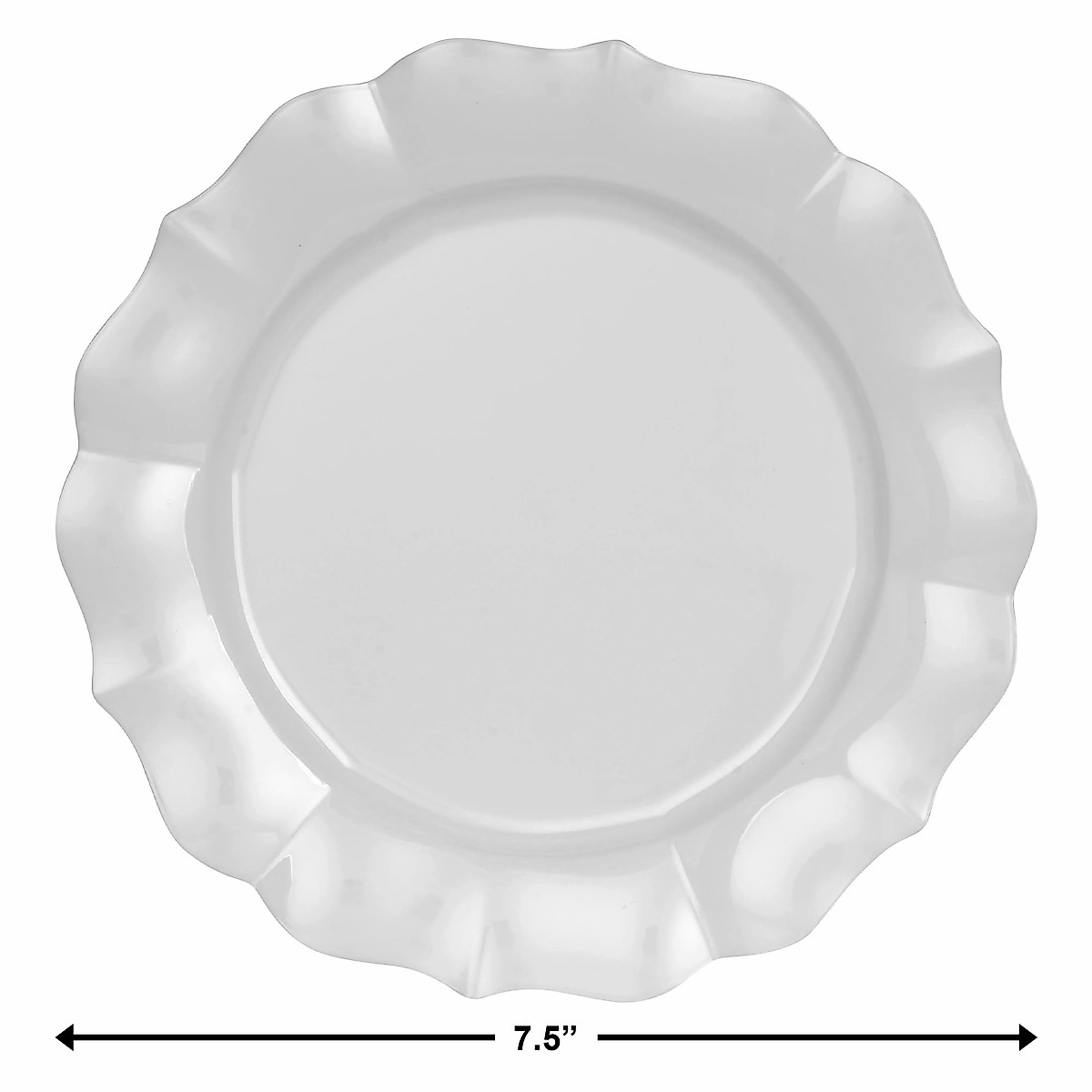 DecorLine Elegant Scallop Collection White Salad Plates - 7.5" (Pack of 10) - Premium Quality & Stylish Design - Perfect for Events, Parties, and Everyday Use