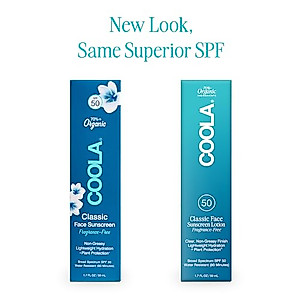 COOLA Organic Face Sunscreen SPF 50 Sunblock Lotion, Dermatologist Tested Skin Care for Daily Protection, Vegan and Gluten Free, Fragrance Free, 1.7 Fl Oz.