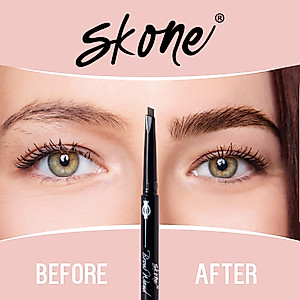 Skone Cosmetics The Original Brow Wand Eyebrow Pencil with Brush - Dual-Sided Retractable Waterproof Long-Lasting Brown Eye Brow Pencils for Women with Sleek Eyebrows - Chocolate for Brunettes