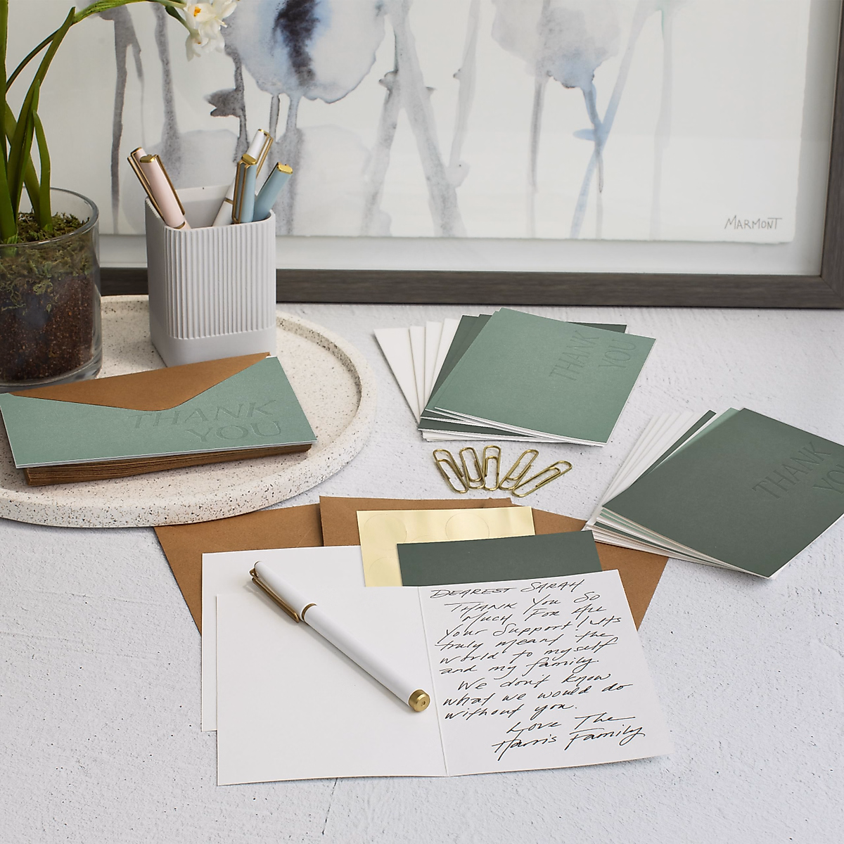 Beautiful Thank You Cards Set of 30 With Envelopes and Stickers - Elegant Blank Cards For Personalized Notes - Perfect Bulk Stationary Set For All Occasions incl. Weddings, Business & Baby Showers