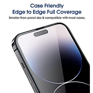 amFilm Screen Protector OneTouch Compatible with iPhone 14 Pro Max 6.7", Dynamic Island Compatible- with Easy Installation Kit, Full Coverage Case Friendly, Tempered Glass, 2 Pack