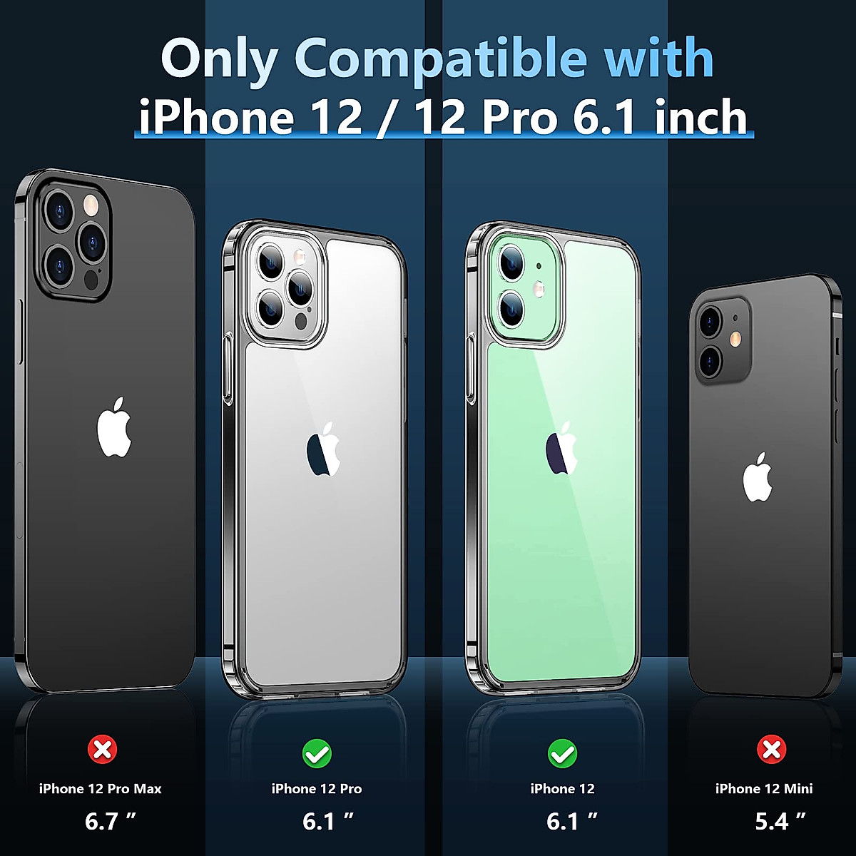 Temdan for iPhone 12 Case for iPhone 12 Pro Case,[Ultra Slim] [Not Yellowing] Lightweight & Thin,Screen & Camera Protection, Shockproof Protective - Black