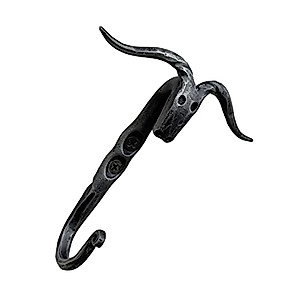 Hand Forged Animal Face Metal Hook Wrought Iron Wall Coat Hook Blacksmith Metal Wall Hooks Rack Handmade Rustic Wall Hook Home Classic Look Black Antique Finish Wall Hooks by Living Ideas