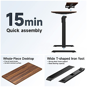Fenge Electric Standing Desk, 48 x 24 Inches Quick Install Height Adjustable Desk with Drawer, Computer Stand Up Desk Sit Stand Desk Workstation for Home Office