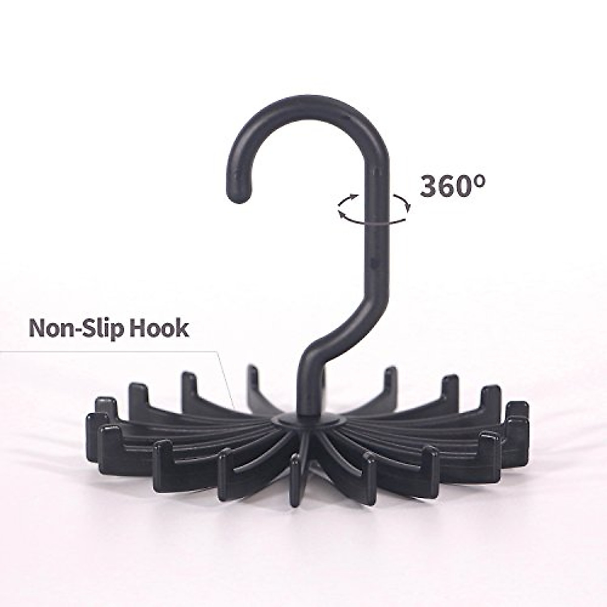 4 Pack Tie Rack Hanger Holder Hooks Organizer for Mens, 360 Degree Rotating Tie Racks, Black