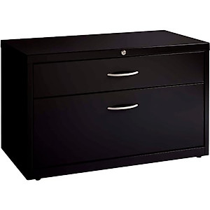 Global Industrial 36" Low Credenza with File Cabinet, Black