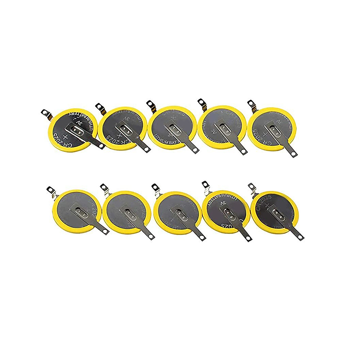 Tabbed CR2025 Batteries 10-pack, 2025 Battery Gameboy Cartridge Battery CR2025 Battery Tabs Solder, Color GBC CR2025 3v Lithium Battery, CR2025 Replacement Battery Gameboy Save Battery, Solder Tabs