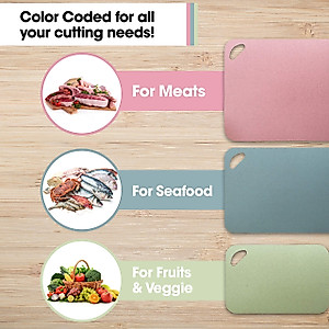 Flexible Cutting Board Plastic Set - Kitchen Essentials Cutting Mats, Plastic Cutting Boards Set of 3, Color Coded Chopping Placemats, Dishwasher safe, Non-slip