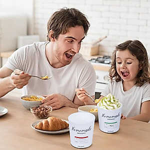 DIKENLAND Ice Cream Containers for Homemade, 4 Pack Ice Cream Containers Set 1 Quart Each, Reusable Ice Cream Storage Containers for Freezer with Silicone Lids, Stickers and Scoop