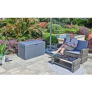 YITAHOME 120 Gallon Outdoor Storage Deck Box, Large Resin Patio Storage for Outdoor Pillows, Garden Tools and Pool Supplies, Waterproof, Lockable (Light Brown)