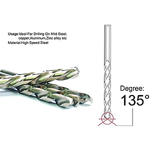 0XTUL 10PCS,3/32",HSS General Purpose Heavy Duty Cobalt Jobber Twist Drill Bits,ideal for drilling on mild steel, copper, Aluminum, Zinc alloy etc.