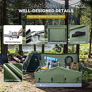 PatioGem 180 Gallons Heavy Duty Portable Waterproof Outdoor Storage Box, Large Storage Containers Shed All Weather Soft Tarpaulin Deck Box for the Boat, Pool, Yard, Garden, Patio, or Camping, Green