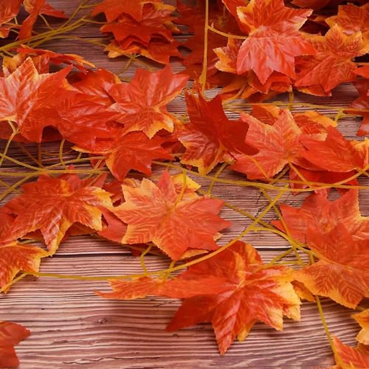 Noverlife 12 Pack 90Ft Artificial Maple Leaf Vine, Fake Foliage Autumn Leaves Garland Hanging Plant for Home Garden Hotel Wedding Party, Fall Leaves Vines for Thanksgiving Holloween Festivals Decor
