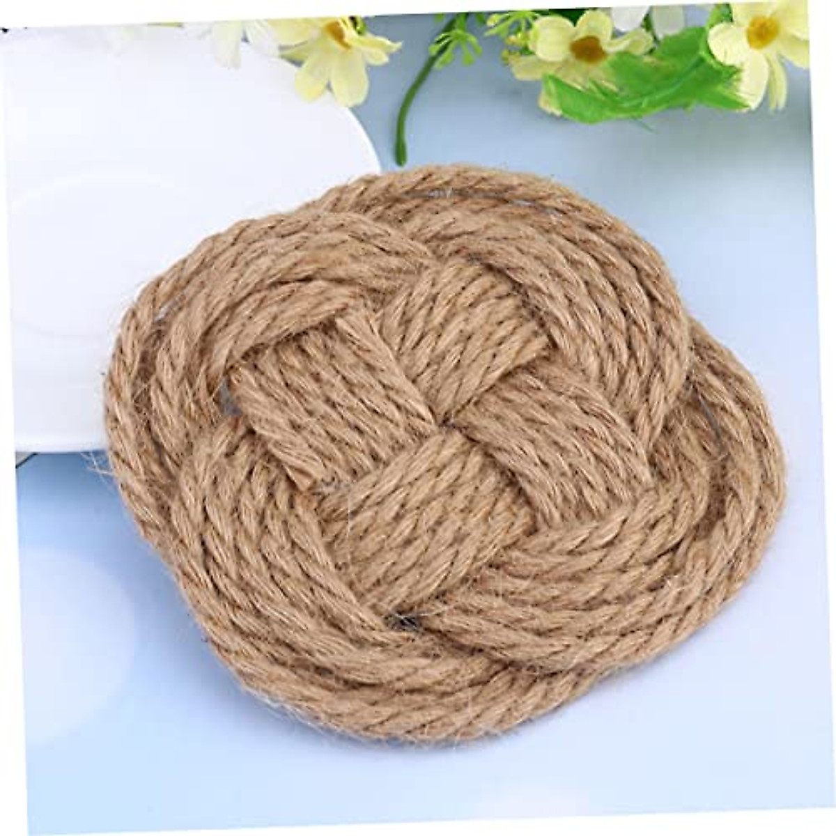 VOSAREA Table Coasters for Drinks Placemats Round Coasters for Drinks Absorbent Simple Cup Mat Cotton Placemat Cotton Rope Cup Coasters Cotton Cup Mat Cup Mat Handmade Home Placemat Jute