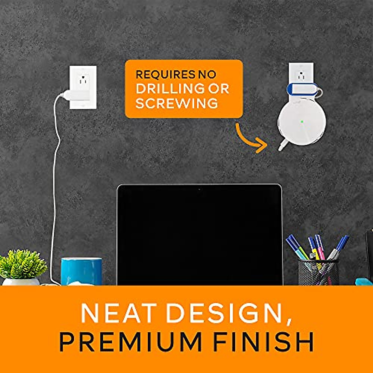 Bangcheer - Cable and Power Line Storage Boxes for WiFi Router, Easy-to-Install Deco Wall Mount Holder for Tp Link Deco M5, Blue