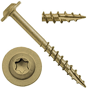 #8 x 1-1/4" Bronze Star Exterior Coated Modified Truss Head Cabinet Wood Screw Torx/Star Drive Head (1 POUND - ~183 Screws) - Multipurpose Exterior Coated Torx/Star Drive Wood Screws