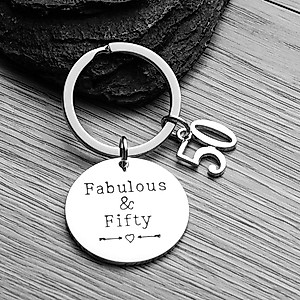 Infinity Collection 50th Birthday Keychain, 50th Birthday Gifts for Men & Women, Fabulous and Fifty Keychain. 50th Bday Gifts for Him or Her