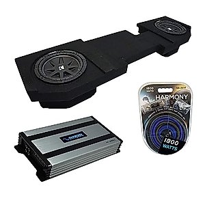 Harmony Audio Kicker Bundle Compatible with 2002-18 Dodge Ram Quad Or Crew C10 Comp Dual 10" Loaded Sub Box Enclosure with Harmony HA-A800.1 Amplifier