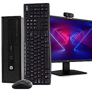 HP 800 G1 PC Desktop Computer, Intel i5, 8GB RAM 240GB SSD, Windows 10 Pro, New 23.6 FHD LED Monitor, New 1080p Webcam, New 16GB Flash Drive, Wireless Keyboard & Mouse, DVD, WiFi (Renewed)