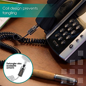 Power Gear Coiled Telephone Cord, 4 Feet Coiled, 25 Feet Uncoiled, Phone Cord works with All Corded Landline Phones, For Use in Home or Office, Black, 76139