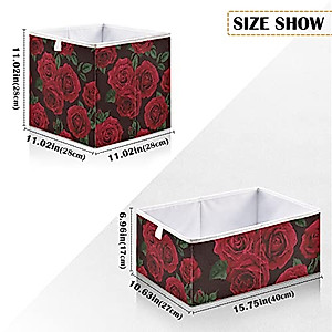 Blooming Roses Storage Basket Storage Bin Rectangular Collapsible Shelves Basket Fabric Storage Organizer for Office Bedroom ClothesToys