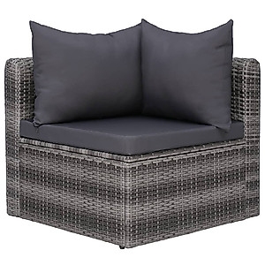 RINDIGOO 4 Piece Patio Sofa Set with Cushions Gray Poly Rattan,Durable & Stylish Garden Sofa Set for Outdoor Relaxation and Comfort Patio Furniture & Seating