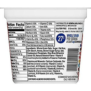 Honey Nut Cheerios Cups, Gluten Free, Cereal with Oats, 1.8 oz (Pack of 12)