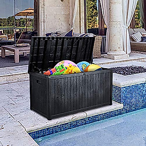 AVAWING Large Deck Box, Outdoor Storage Container with 120 Gallon, Patio Garden Furniture for Garden Tools, Pillows, Pool Toys, Black