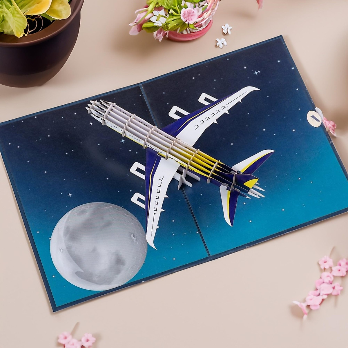Rykamia Night Plane Pop Up Card, Jet Airplane Pop Up Card, Plane Birthday Card, Aviation Graduation Card, Airplane Congratulations Card, Pilot Retirement Card, Work Anniversary Card, Bon Voyage Gift