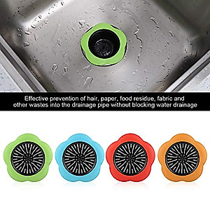 SOONHUA Kitchen Sink Strainer, 4PCS Flower Shaped Plastic Basin Sink Strainer Drain Stopper Bathroom Accessories 4.5'' Diameter