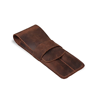 Londo Two compartment Genuine Leather Pen Case with Sleeve Cover - Mink