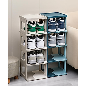 HAIXIN Shoe Rack Organizer, 5 Tier Collapsible Shoe Storage Cabinet Entryway, Sneaker Rack for Men, Sturdy Wide Shoe Stand, Free Standing Shoe Racks for Bedroom, Closet, Garage(Dark & Light Blue)