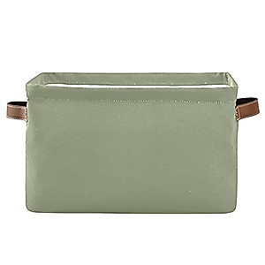 xigua Sage Green Solid Color Storage Basket, Durable Canvas Organizer With Handles Large Collapsible Storage Bins Boxes for Home Office Closet - 1pack