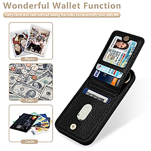 Keallce Case for iPhone 14 Pro 6.1'', Detachable Crossbody Case Wallet with RFID Blocking Card Holder, 360ｰRing Stand, Folio Leather Phone Cover Shoulder Lanyard Strap Lady for iPhone 14 Pro 5G, Black