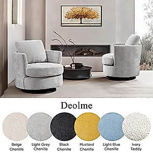 Swivel Accent Chairs Living Room Modern Comfy Round Arm Chairs Upholstered Barrel Swivel Chairs Sillas De Sala Circle Club Chair Cozy Chairs for Small Spaces Bedroom (Grey Chenille, Set of 1)