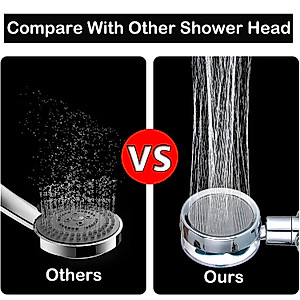 High Pressure Shower Heads, Handheld Turbo Fan Shower, Hydro Jet Shower Head Kit with Replacement Hose/Bracket/Cotton Filters and Bath Loofah, One Key Pause Switch 360 Degrees Rotating