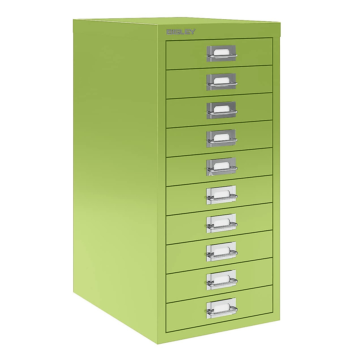 Bisley 10 Drawer Steel Under-Desk Multidrawer Storage Cabinet, Green (MD10-GR)