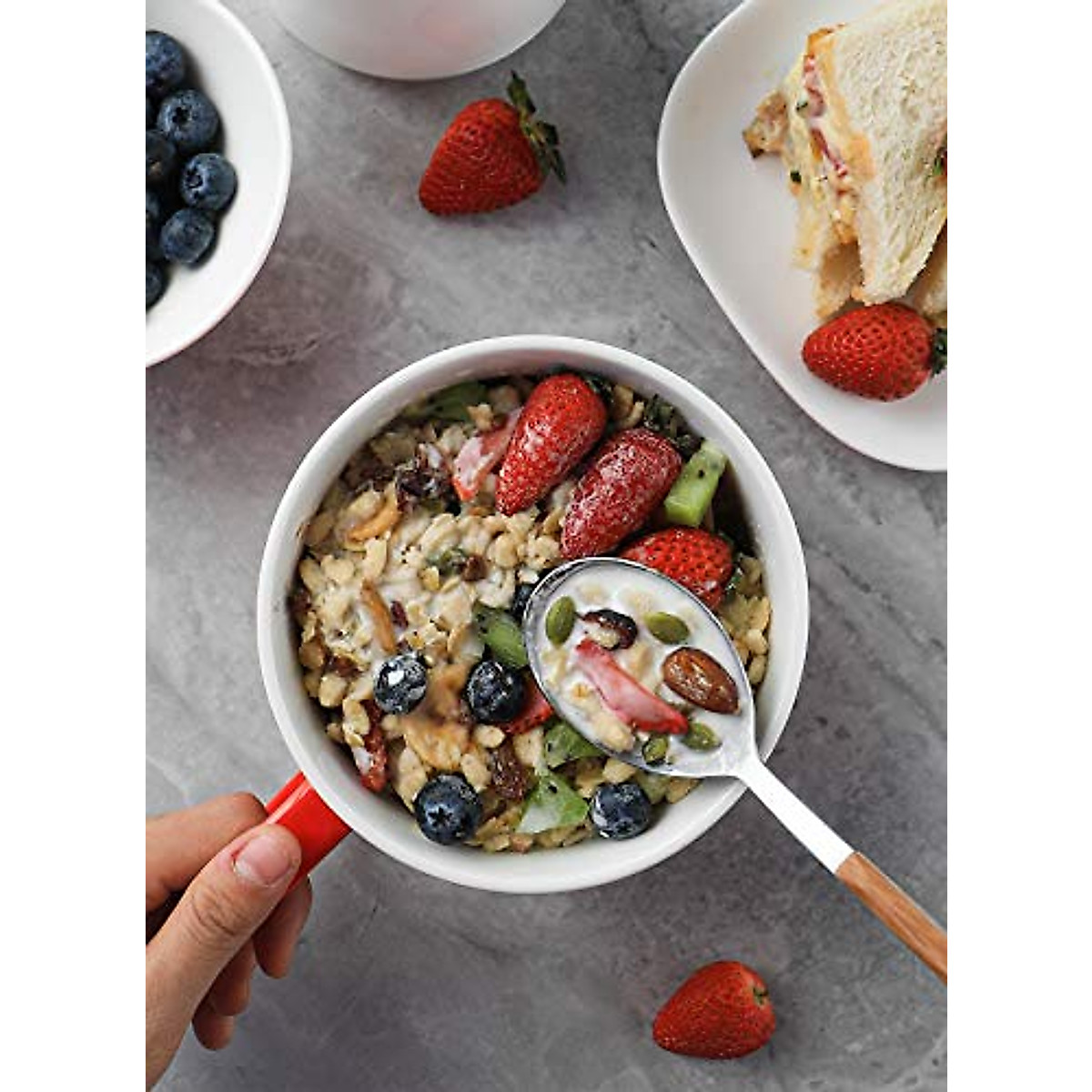 Teocera Porcelain Large Coffee Mugs Set, Jumbo Mugs, Soup Bowls with Handles, 24 Ounce for Coffee, Hot Cocoa, Cereal - Set of 4, White