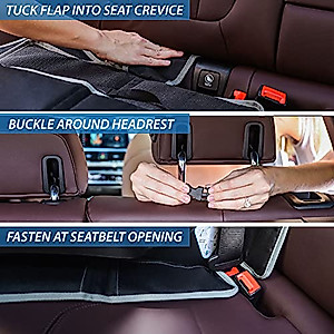 JOYSKY Car Seat Protector for Child Car Seat, 2 Pack Large Seat Protectors for Under Car Seat with Thick Padding and Storage Pockets, Full Protection for Your Vehicle Leather Seats