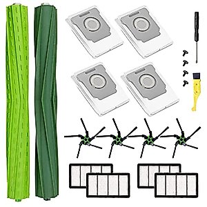 Replacement Parts and Accessories Compatible with iRobot Roomba s9 (9150) s9+s9 Plus (9550) Series Vacuum Cleaner 1 Pair Faceted Rubber Brush, 4 Filters, 4 Side Brushes, 4 Dust Bags