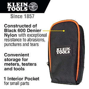 Klein Tools MM400 Multimeter, Digital Auto Ranging, AC/DC Voltage, Current, Capacitance, Frequency, Duty-Cycle, Diode, Continuity, Temp 600V & 69401 Multimeter Carrying Case