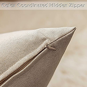 Home Brilliant Linen Pillow Covers Waterproof Outdoor Pillows for Patio Pillow Covers for Couch, 18 inch, 45 cm, 4 Pcs, Light Linen