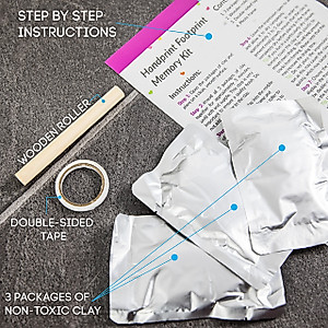 Handprint Footprint Memory Kit by Little’s Comfort - personalized clay keepsake with wooden picture frame-for newborn infants, kids, adults, family or pets-baby shower-photo decoration-non toxic