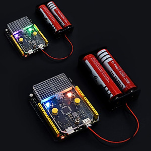 KEYESTUDIO Max Control Board for Arduino Uno with Three LEDs, Two 6812Rgb LEDs, Two Button Switches, a Buzzer, a Microphone Sensor, a Light Sensor, and an 8 * 16 Dot Matrix