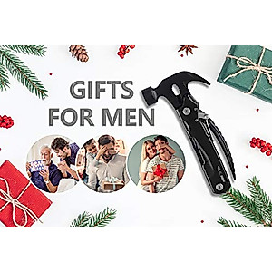 Gifts for Boyfriend, Unique Anniversary Christmas Birthday Gift Ideas for Men Him, Cool Gadget Christmas Stocking Stuffer for Men, All in One Tools Mini Hammer Multitool Camping Accessories (Black)